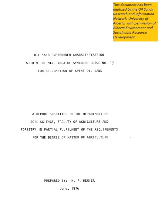 Oil Sand Overburden Characterization Within the Mine Area of Syncrude ...
