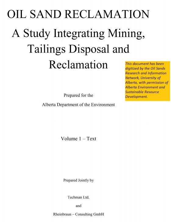 Oil Sands Reclamation: A Study Integrating Mining, Tailings Disposal ...
