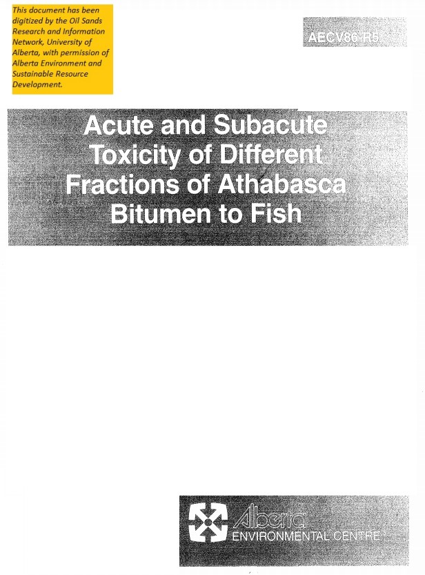 Acute and Subacute Toxicity of Different Fractions of Athabasca Bitumen ...