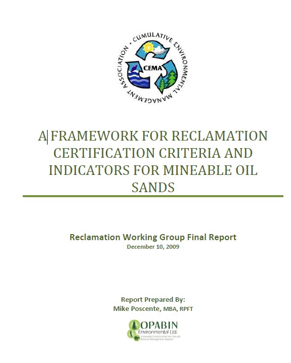 A Framework for Reclamation Certification Criteria and Indicators for ...