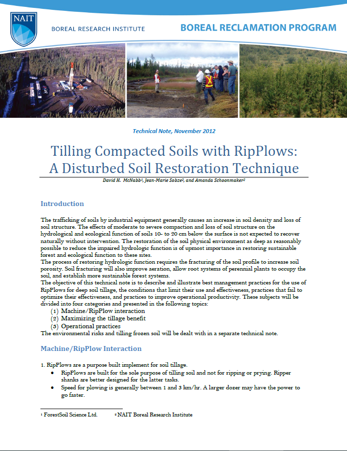 Tilling Compacted Soils with RipPlows: A Disturbed Soil Restoration ...