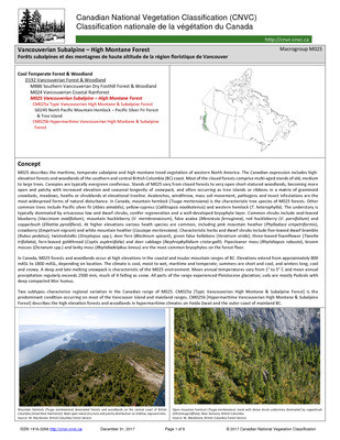 Vancouverian Subalpine – High Montane Forest | Canadian Conservation ...